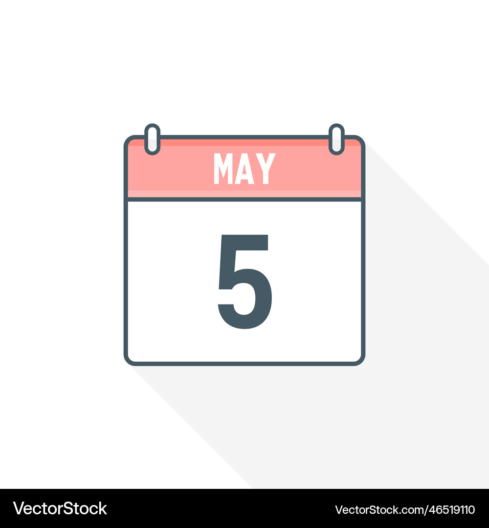 5th may calendar icon 5 date month Royalty Free Vector Image