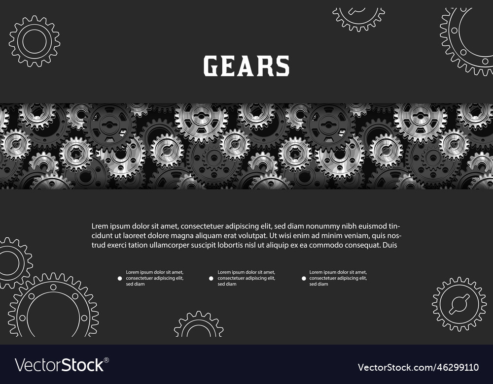 Black rectangular template with gears Royalty Free Vector