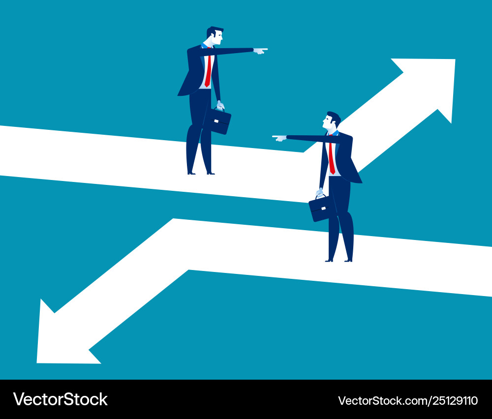 Direction business person pointing to different Vector Image