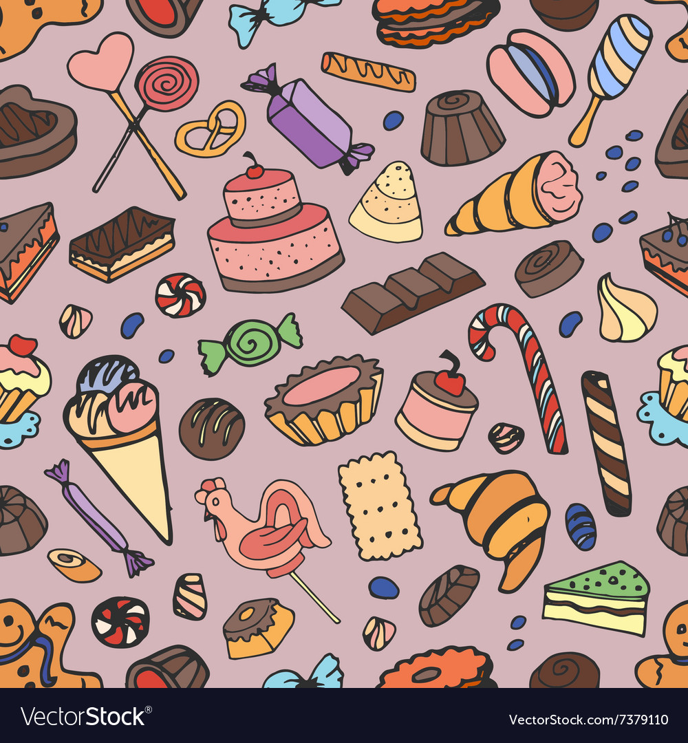 Doodle pattern sweets Royalty Free Vector Image