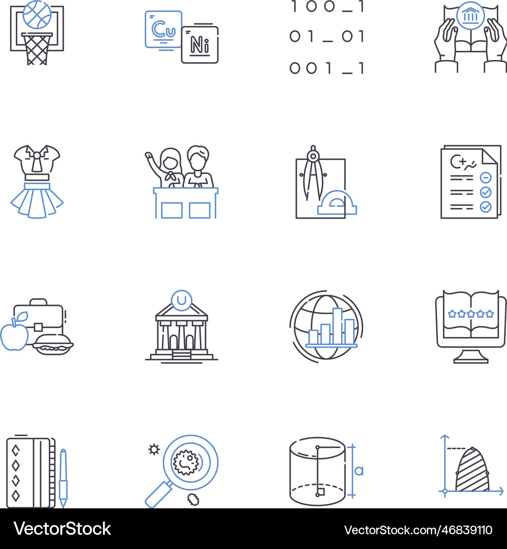 Ged education line icons collection certification Vector Image