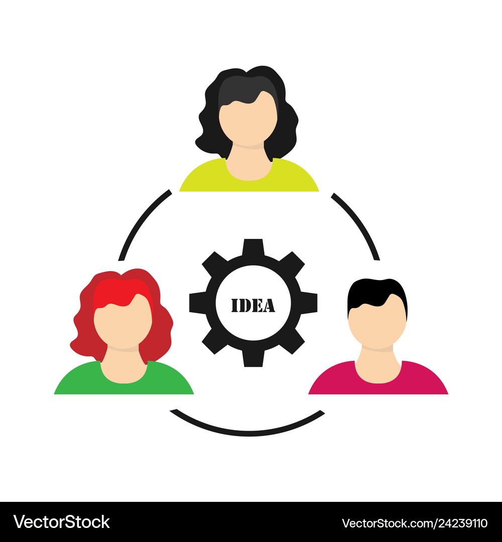 Humans in circle with gear inside icon isolated Vector Image