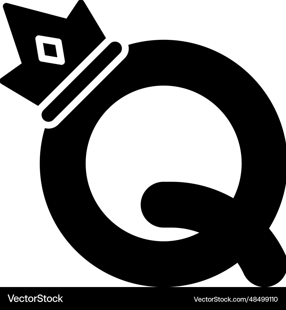 Letter q alphabet with queen icon Royalty Free Vector Image