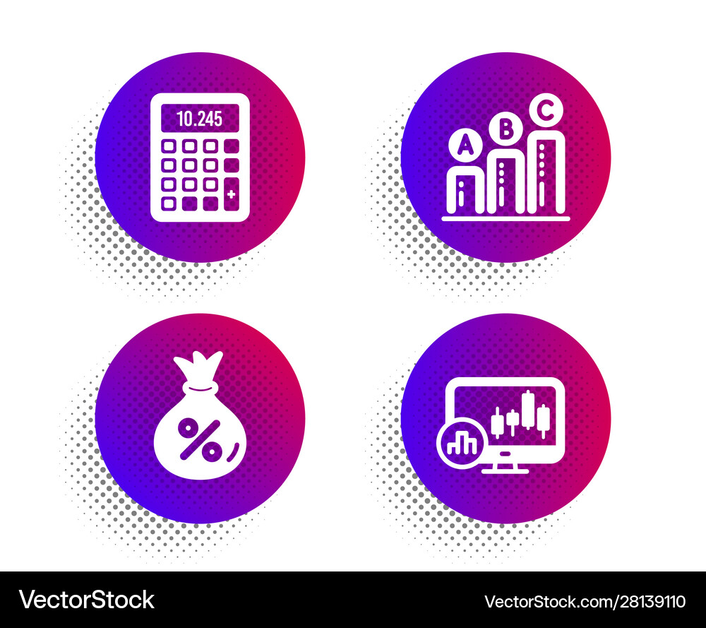 Loan graph chart and calculator icons set Vector Image