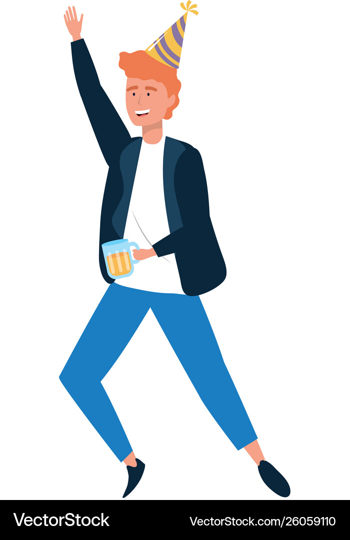 Man cartoon with party hat design Royalty Free Vector Image