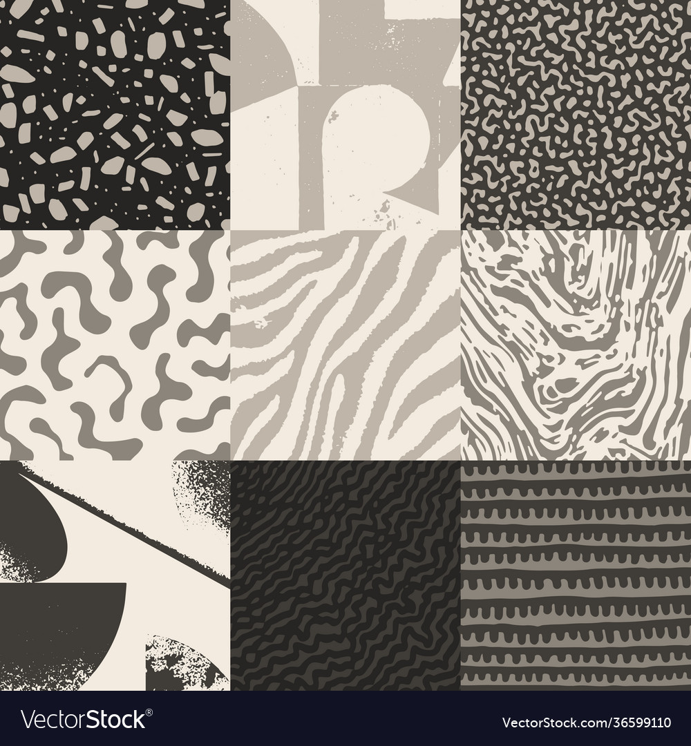 Monochrome Grunge Authentic Seamless Pattern Vector Image