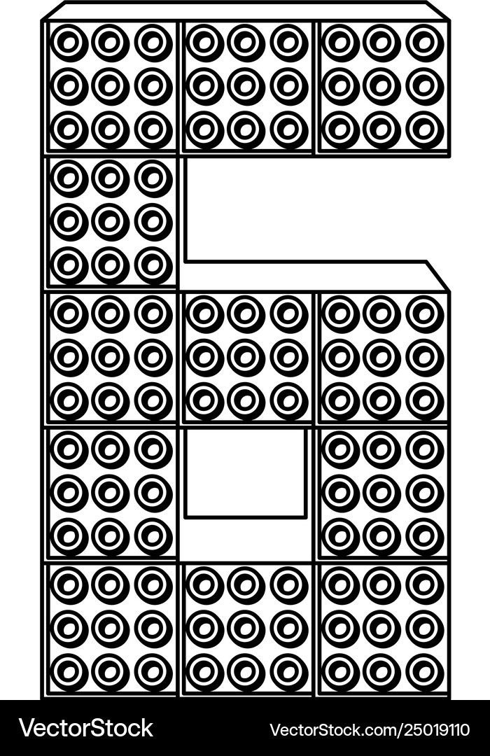 Number six with toy pieces Royalty Free Vector Image