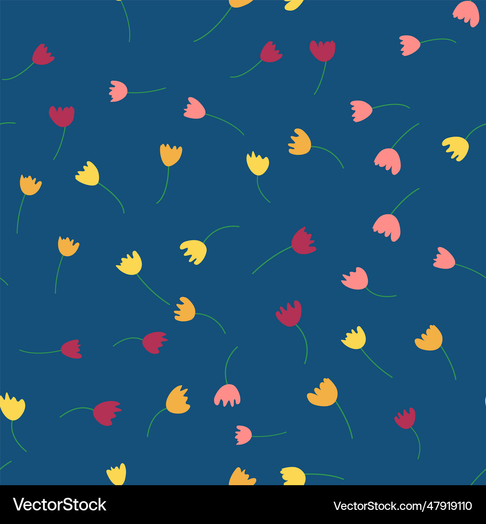 Seamless floral pattern with colorful tulip Vector Image