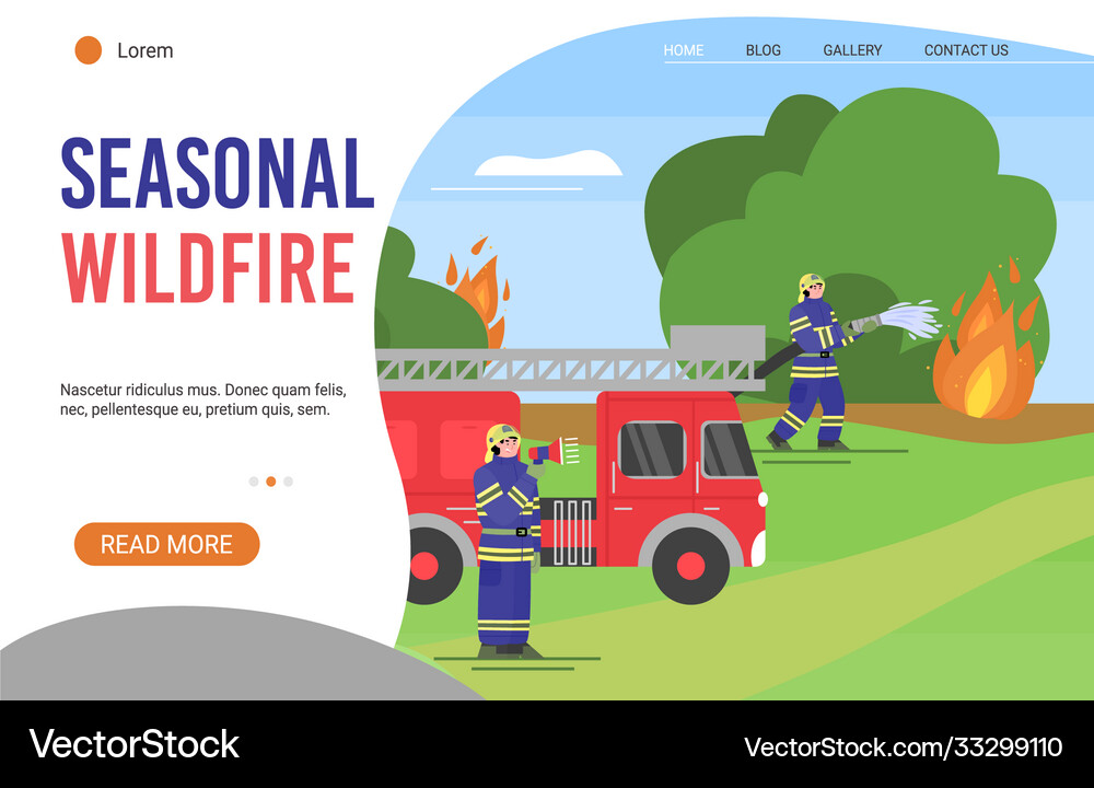 Seasonal fire fighting service website page flat Vector Image