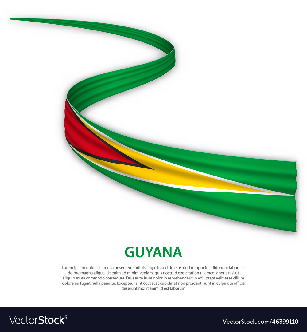 Waving ribbon or banner with flag of guyana Vector Image