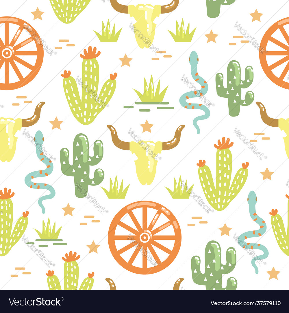 Western desert seamless pattern wild west Vector Image