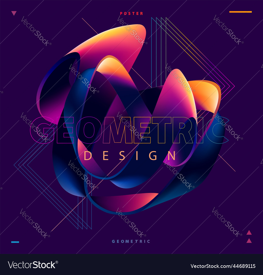 3d geometric shapes abstract poster design Vector Image