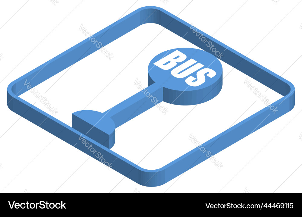Blue isometric of bus stop Royalty Free Vector Image