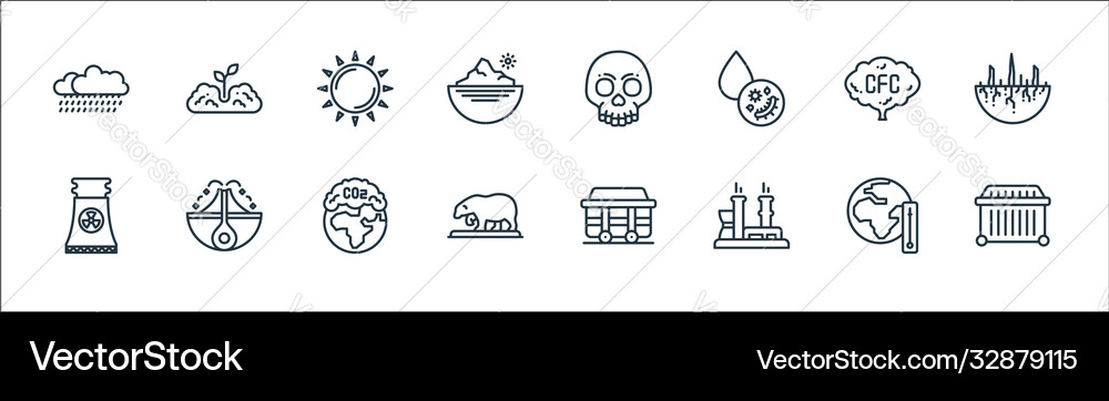 Climate change line icons linear set quality line Vector Image