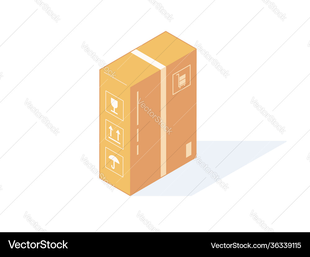 Close isometric cardboard box for delivery Vector Image