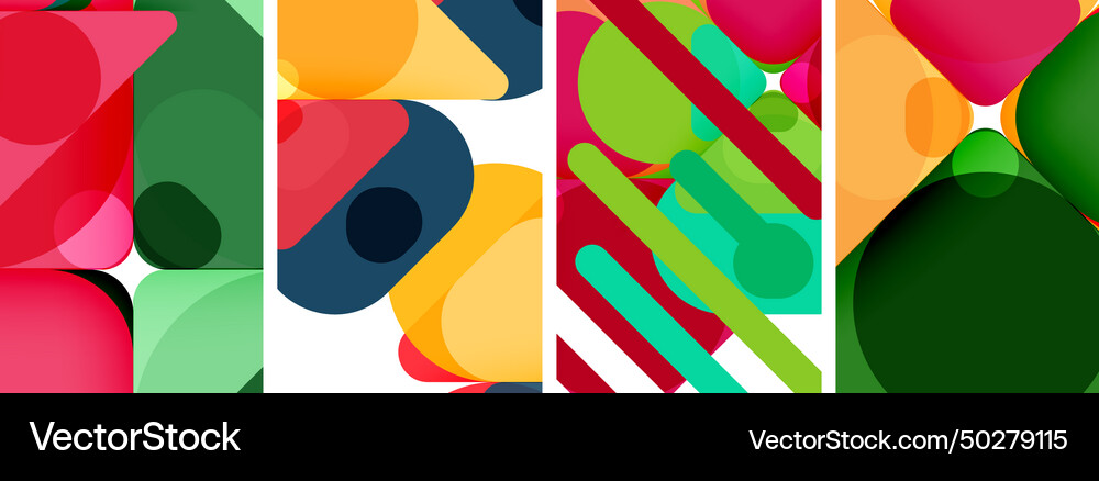 Colorful bright geometric abstract compositions Vector Image