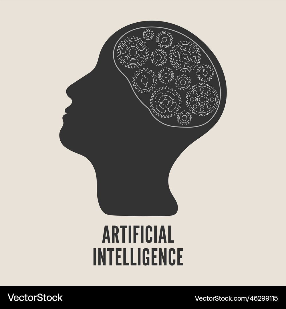 Concept of artificial intelligence with human head
