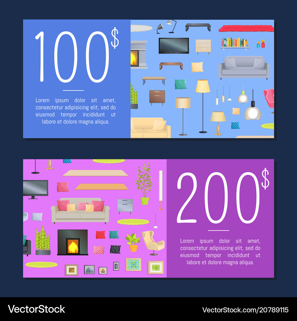 Coupons on 100 and 200 dollars Royalty Free Vector Image