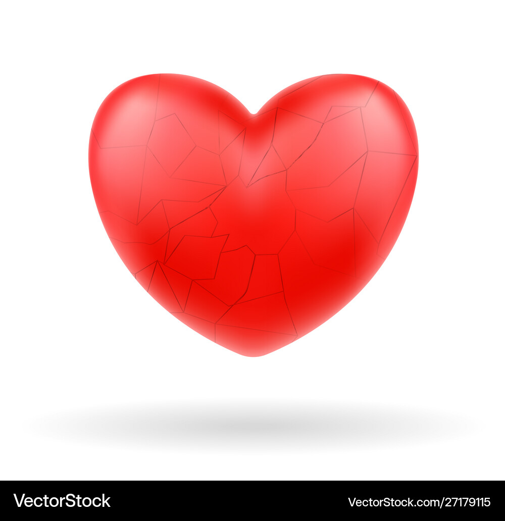 Cracked heart on a white background Royalty Free Vector