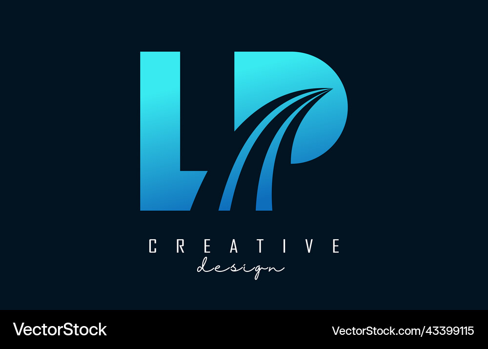 Creative blue letters lp l p logo with leading Vector Image