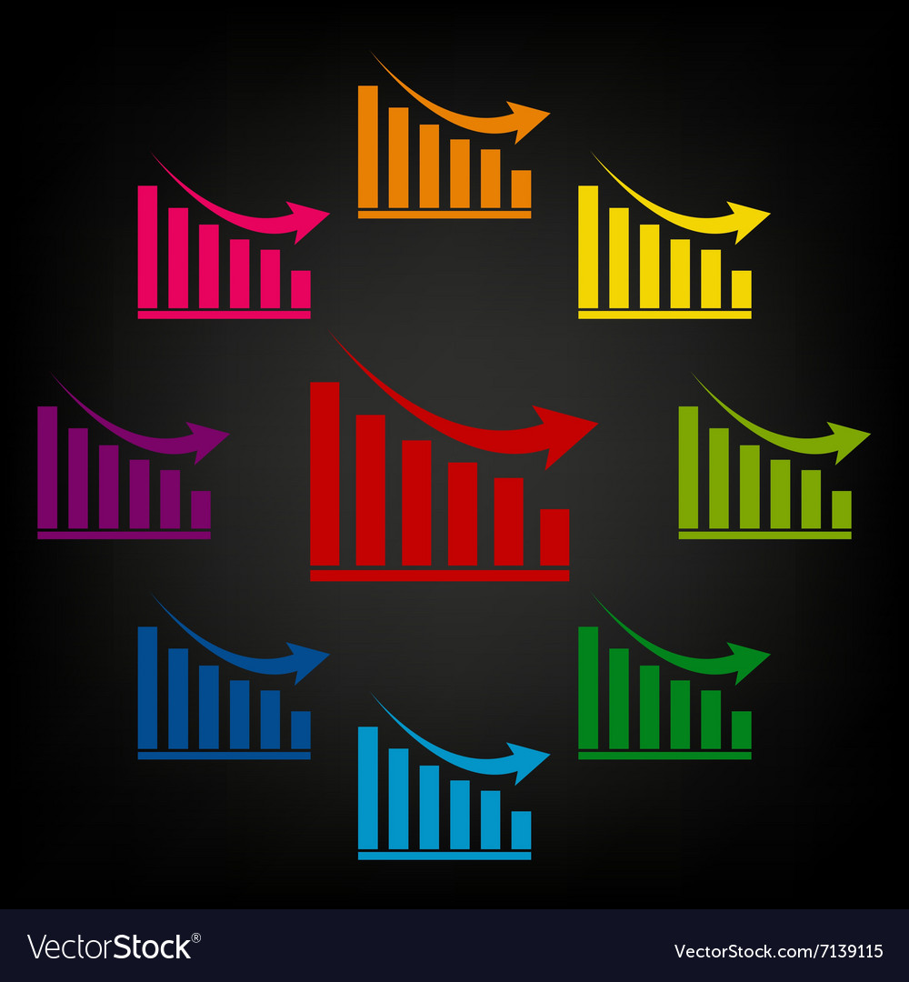 Declining graph icon Royalty Free Vector Image