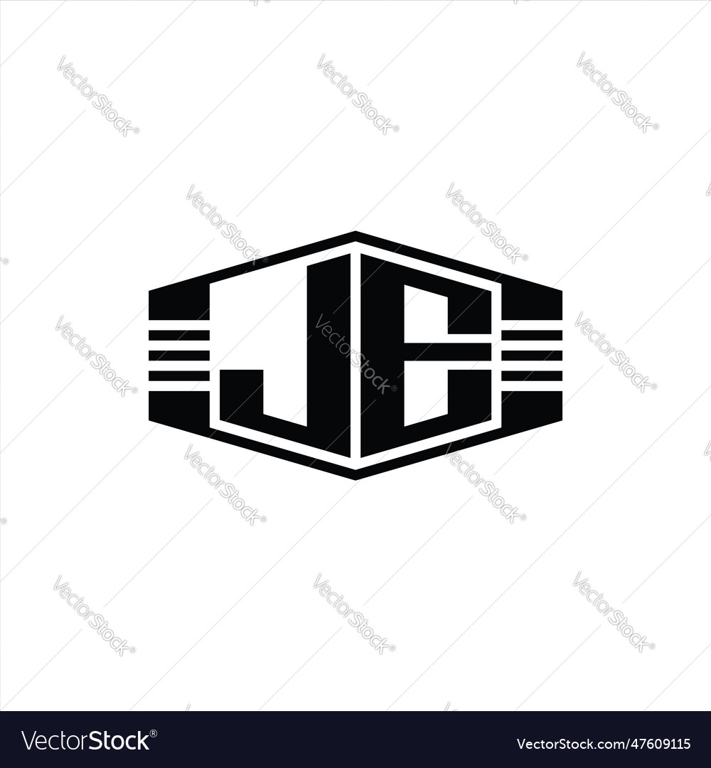 Je letter logo monogram hexagon emblem shape Vector Image