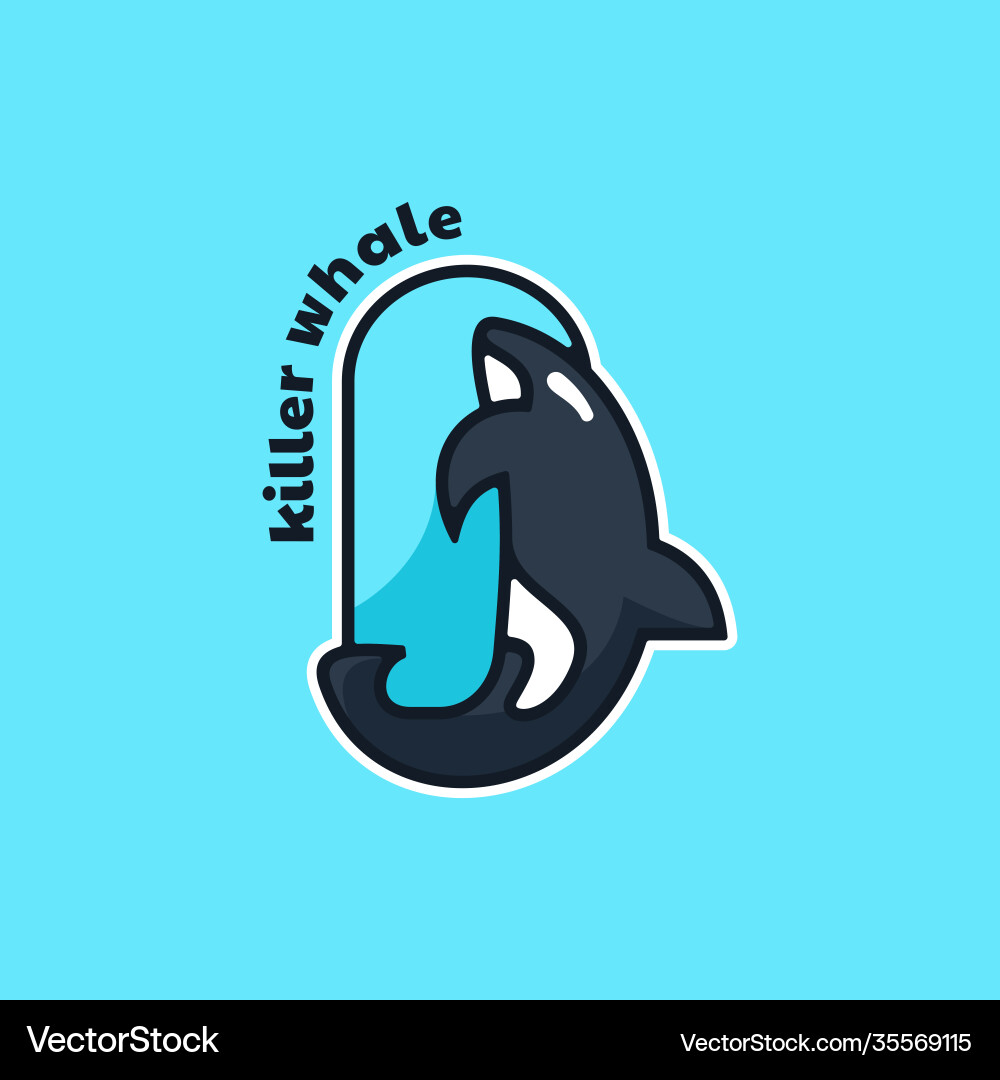 Logo killer whale simple mascot style Royalty Free Vector