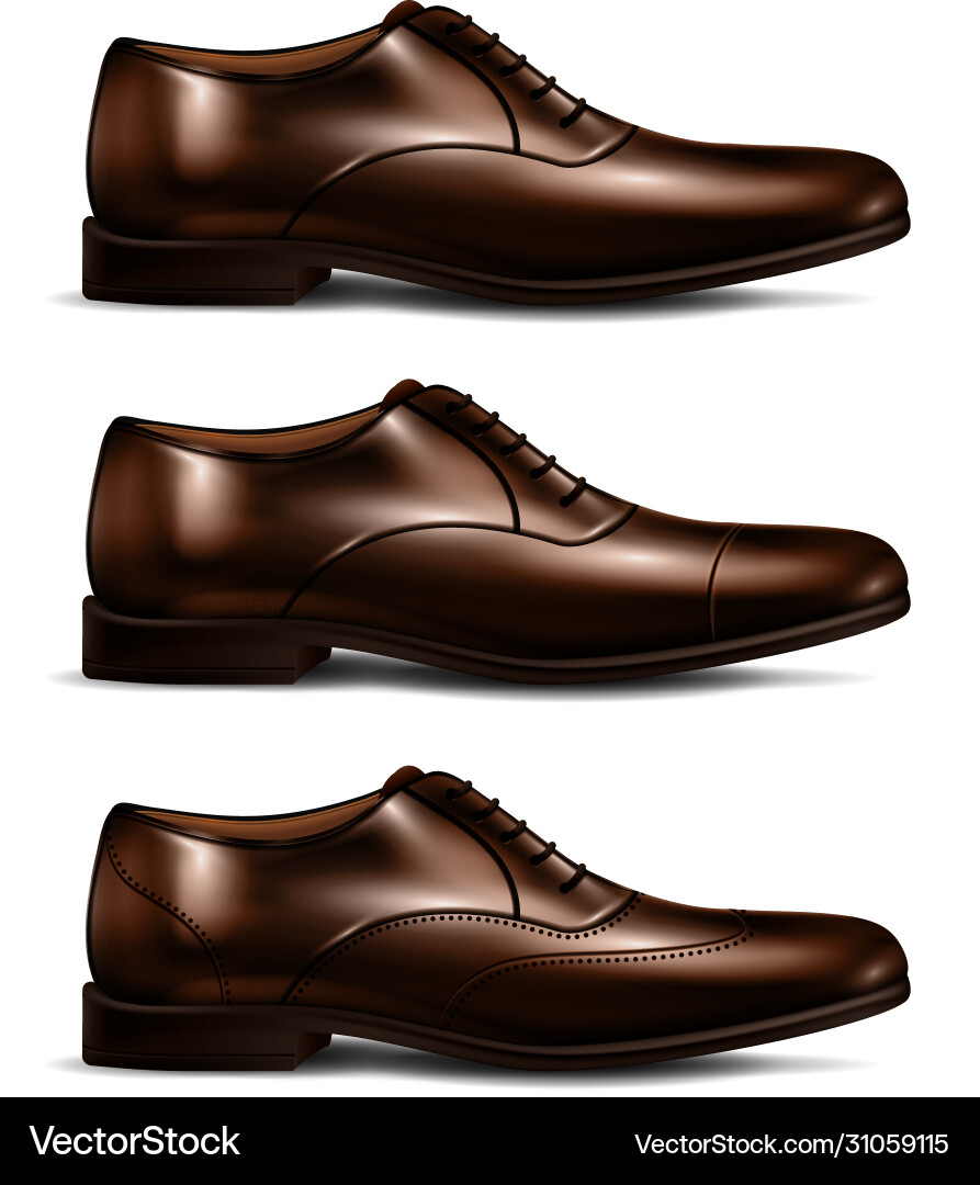 Man shoes realistic icon set Royalty Free Vector Image