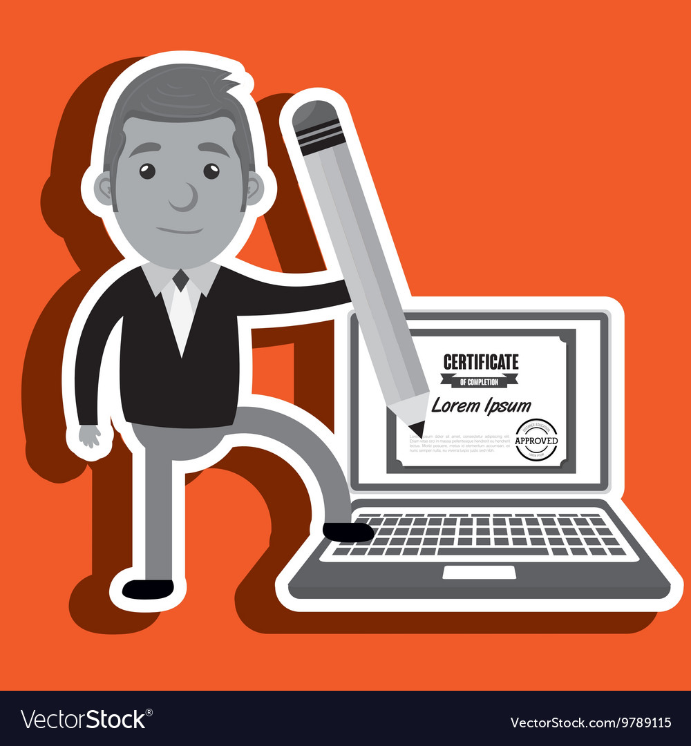 Man with laptop isolated icon design Royalty Free Vector