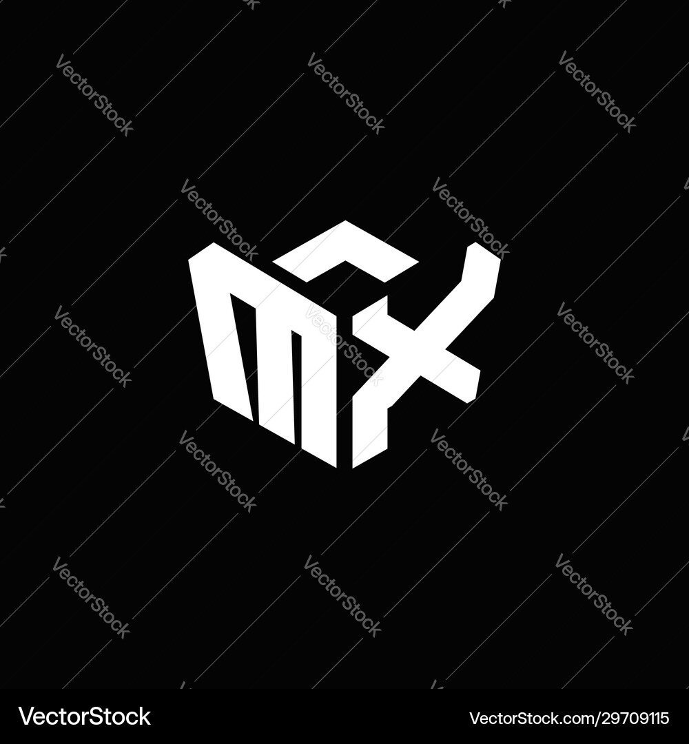 Mx logo monogram with emblem style ribbon design Vector Image