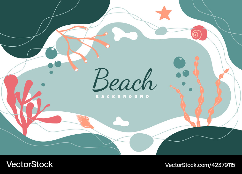 Ocean underwater life sea beach text space Vector Image