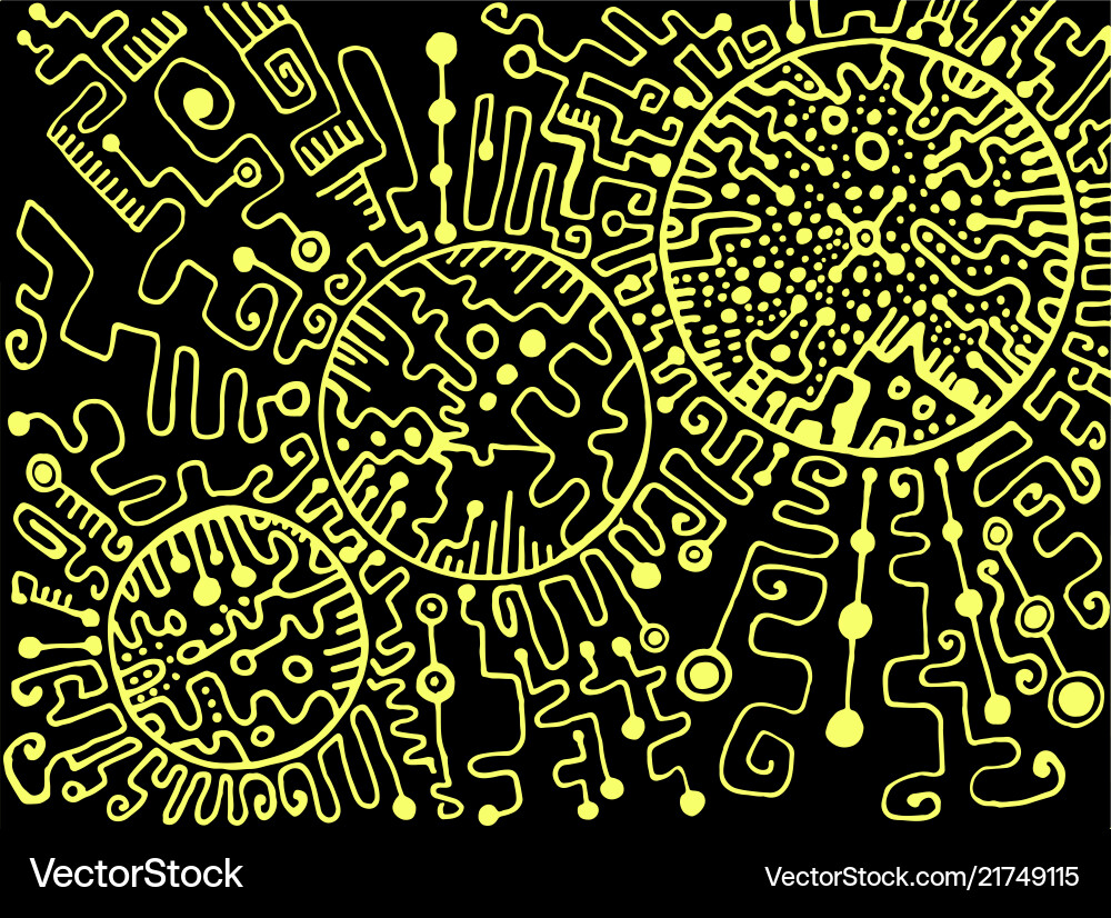 Psychedelic space cyberpunk style yellow outline Vector Image