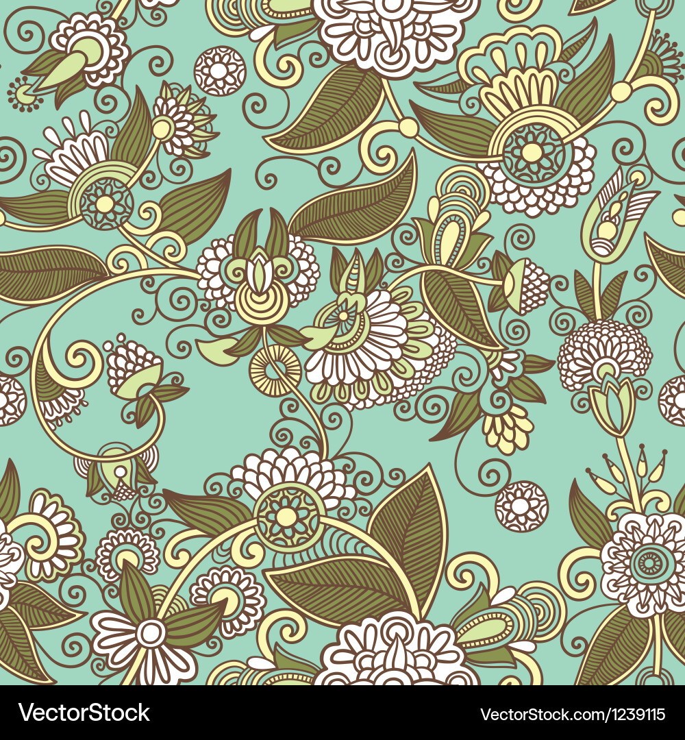 Seamless flower paisley design background Vector Image