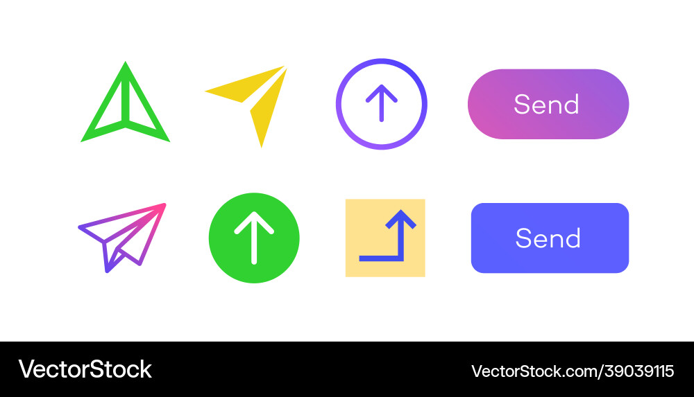 Send icon arrow set color style Royalty Free Vector Image