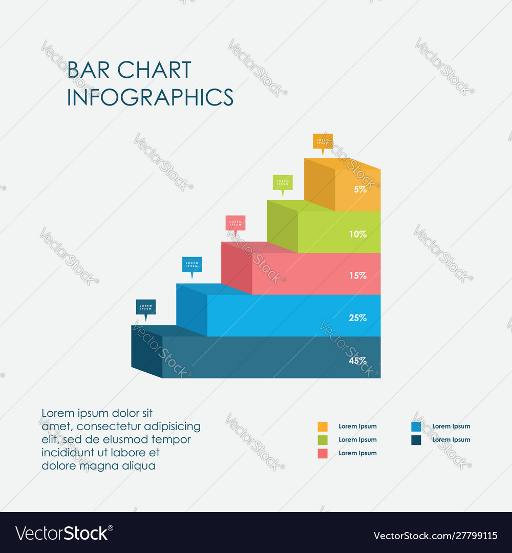 Stairs chart bar infographics elements 3d Vector Image