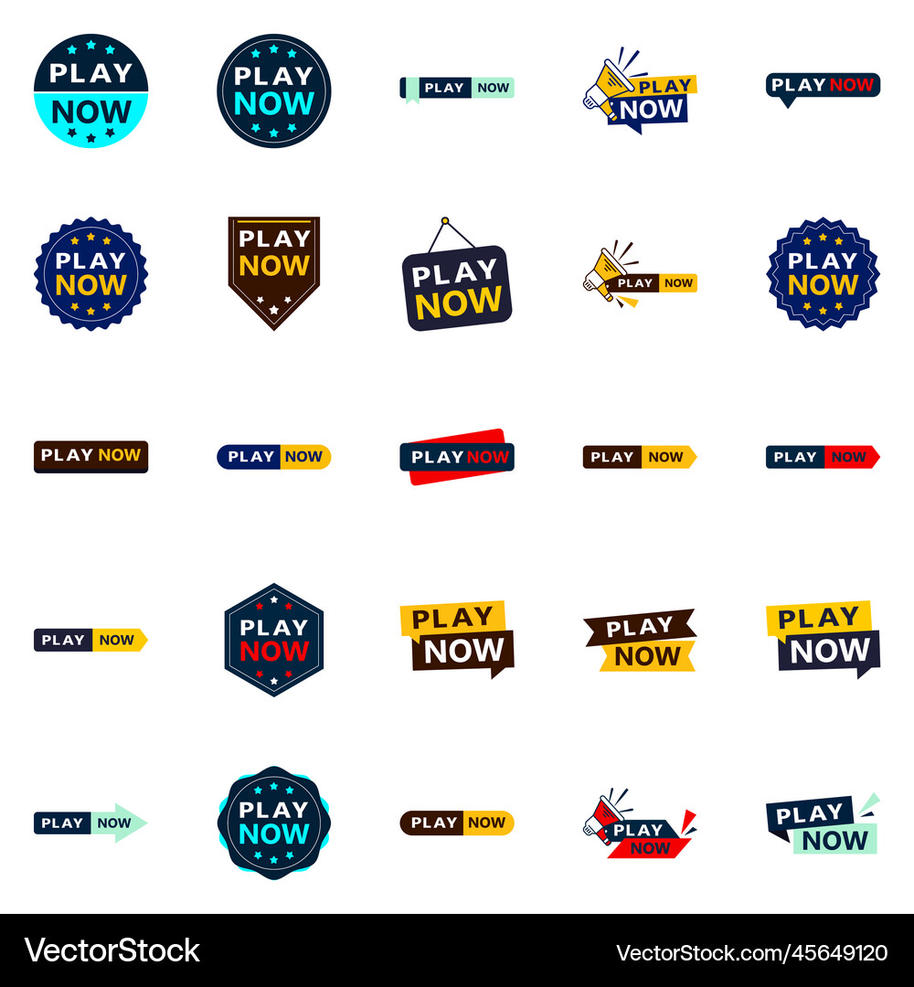 25 professional play now banners to elevate your Vector Image