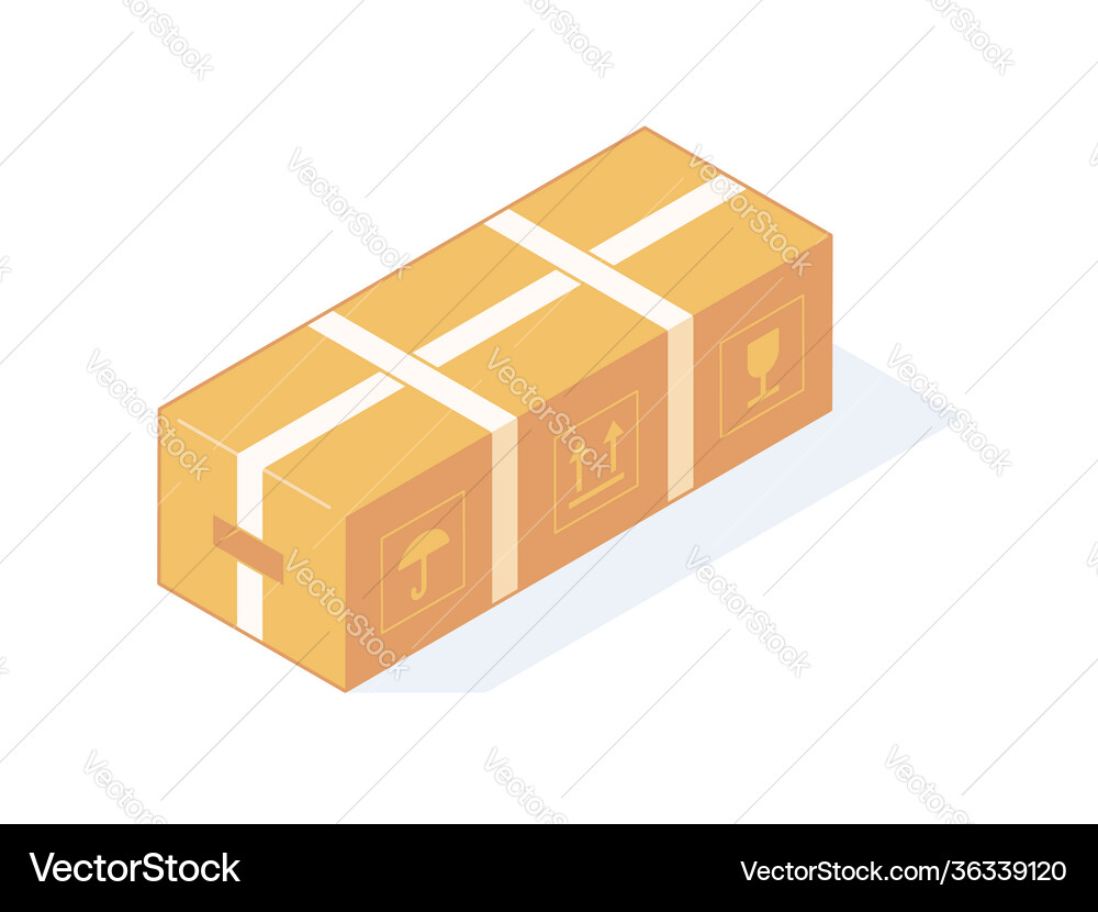 Close isometric cardboard box for delivery Vector Image