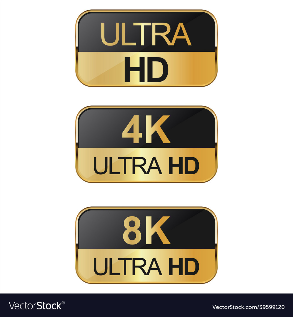 Collection of full hd 4k 8k and ultra hd icons Vector Image Collection of full hd 4k 8k and ultra hd icons Vector Image
