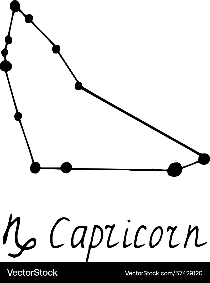 Constellation capricorn icon and lettering hand Vector Image