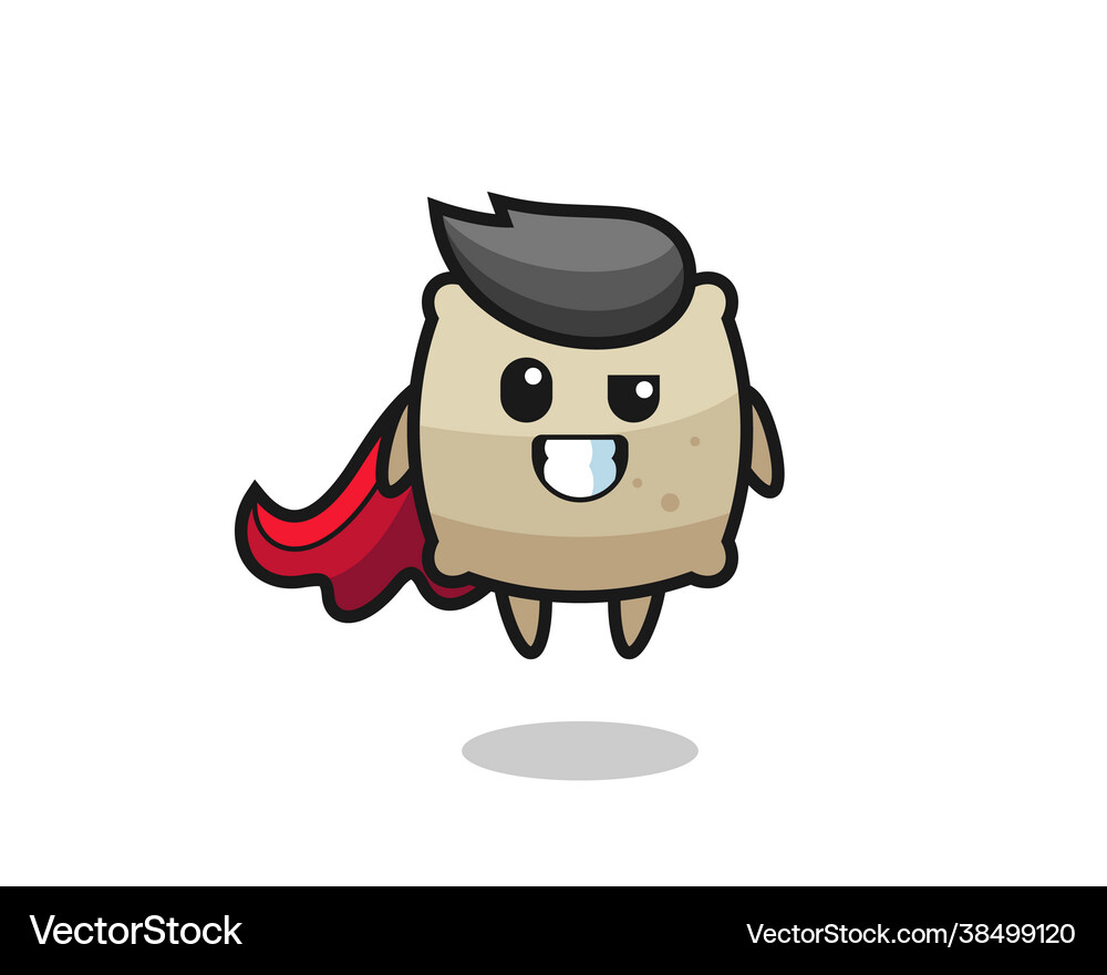 Cute sack character as a flying superhero Vector Image