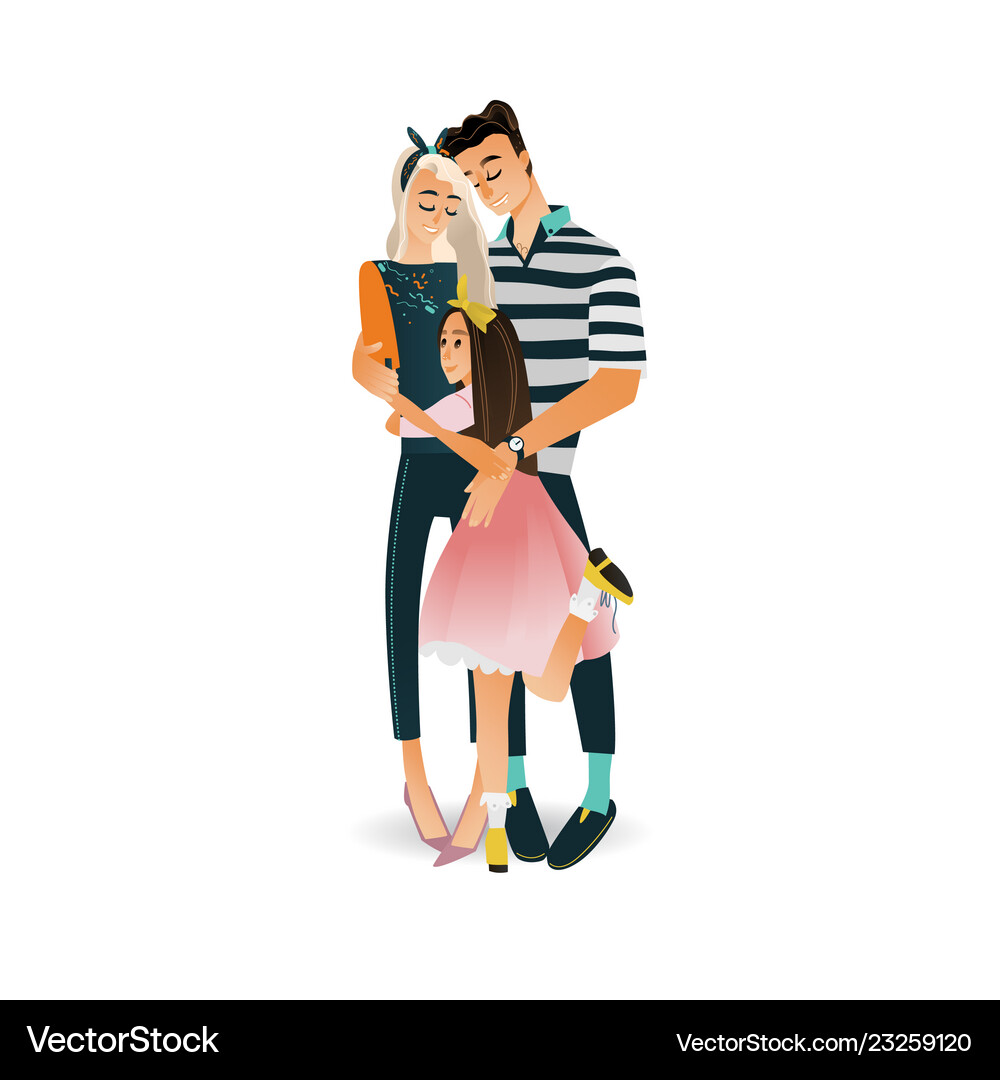 Happy family with hugging Royalty Free Vector Image