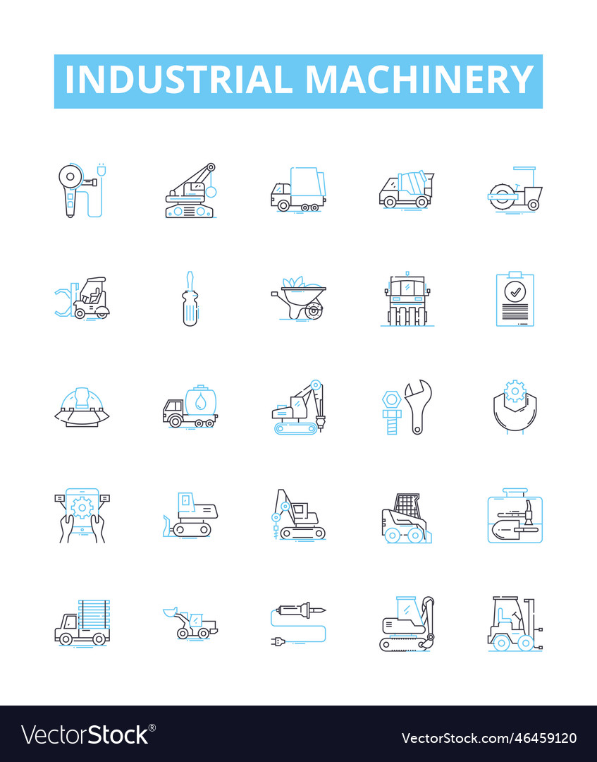 Industrial machinery line icons set Royalty Free Vector Industrial machinery line icons set Royalty Free Vector