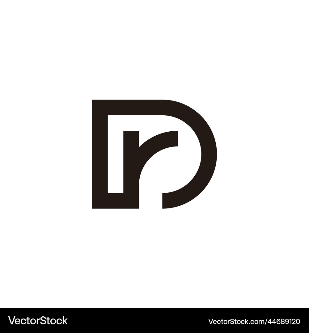 Letter rd outline unique geometric symbol simple Vector Image