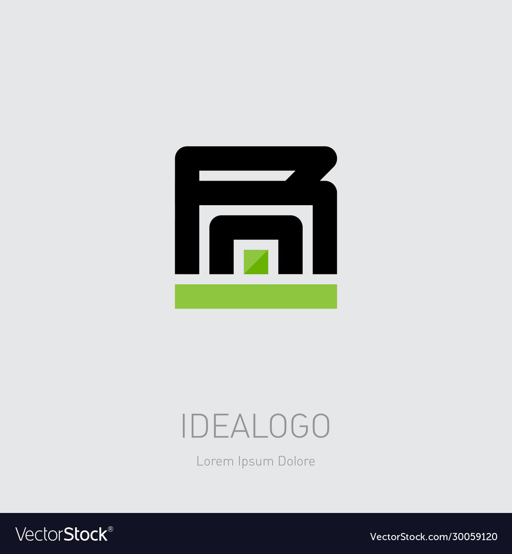 Rn - logotype with letters and green line r n Vector Image
