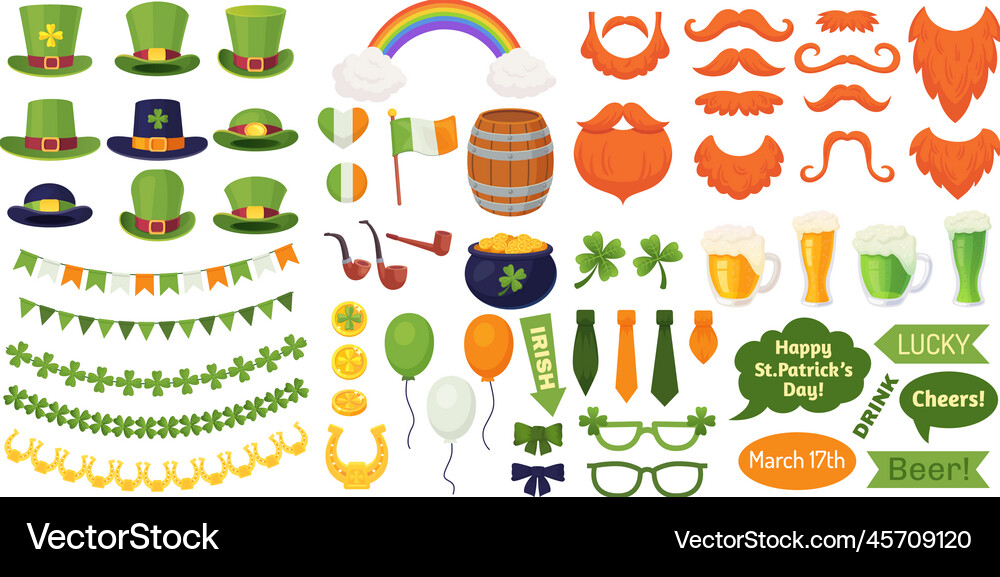 St. Patrick's Day Props - Photo Booth Royalty Free Vector