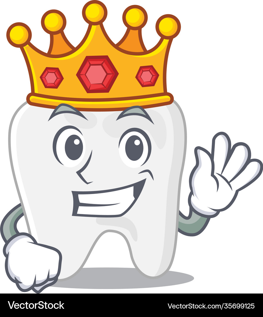 A wise king tooth mascot design style Royalty Free Vector