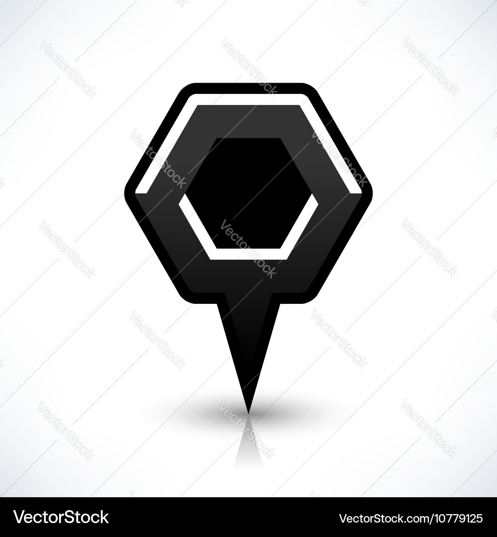 Blank map pin flat location icon hexagon sign Vector Image