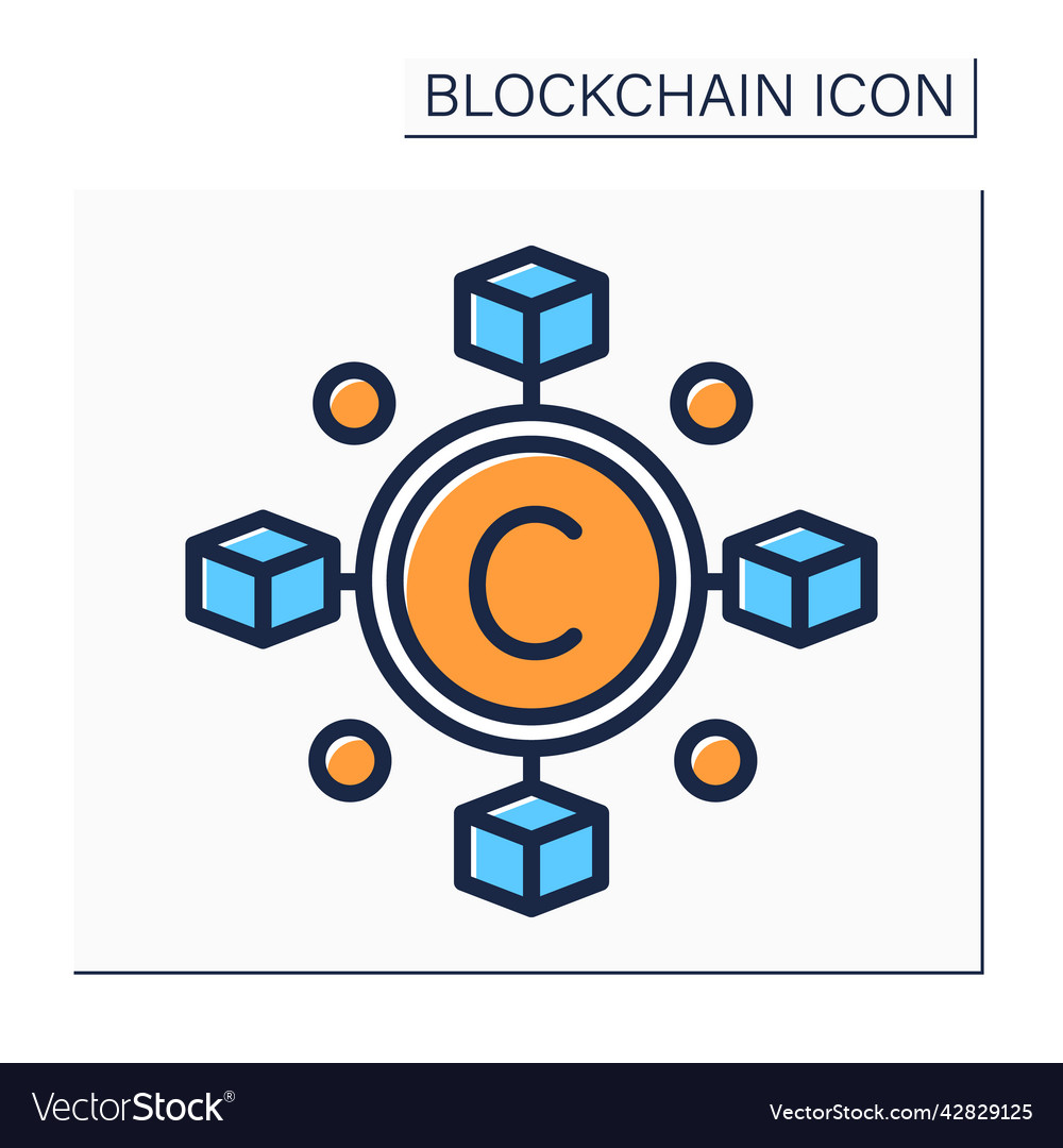 Blockchain color icon Royalty Free Vector Image