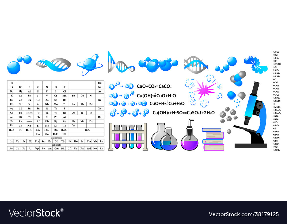 Chemie Formeln chemische Elemente Lizenzfreies Vektorbild