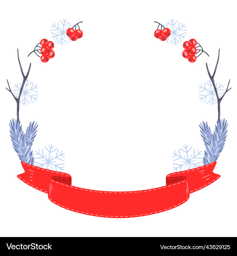 Frame with winter plants merry christmas Vector Image